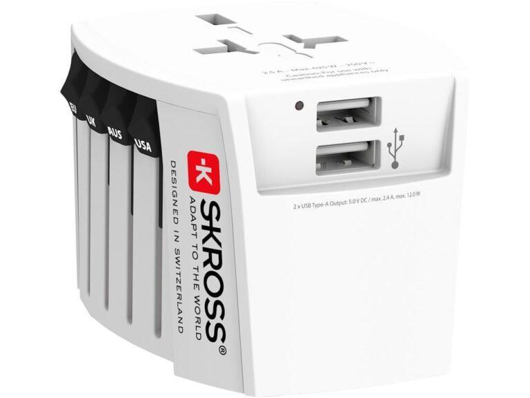 Adaptor priza universal SKROSS 1.302960 + 2x USB 150 tari EU SUA ...