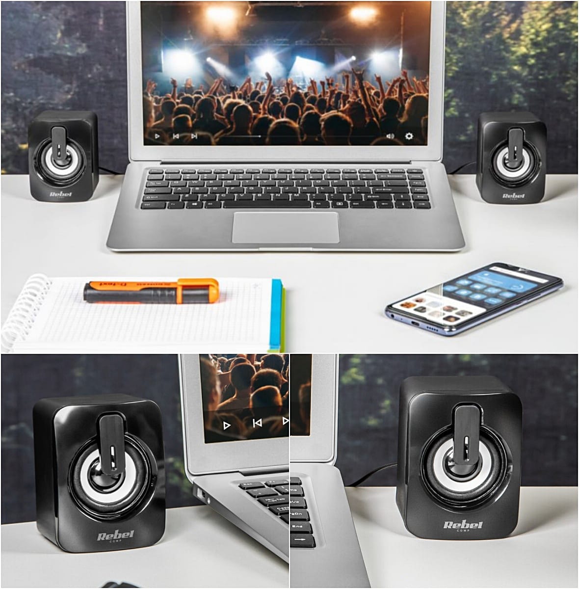 Boxe PC 2.0 2x3W alimentare USB 5V control volum CS-15 REBEL | HABO.RO