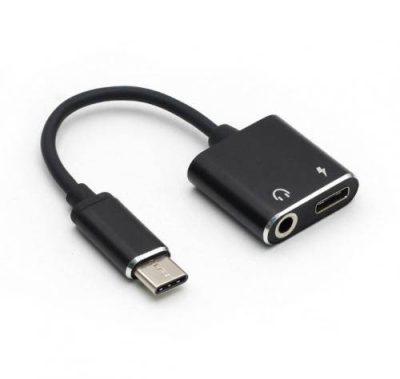 Cablu adaptor USB Type C tata - Jack 3.5 mm mama STEREO si USB Type C ...