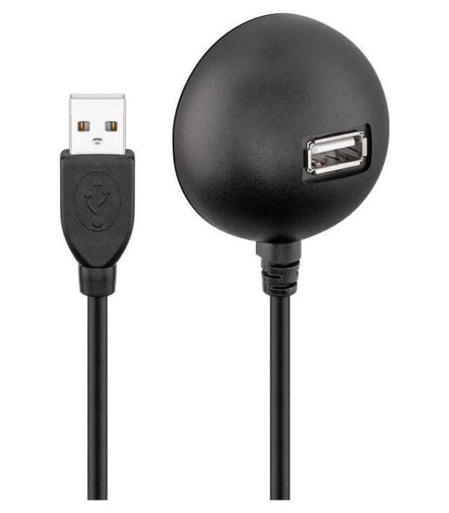 Cablu USB 2.0 de extensie de mare viteza cu suport 1.5m negru Goobay