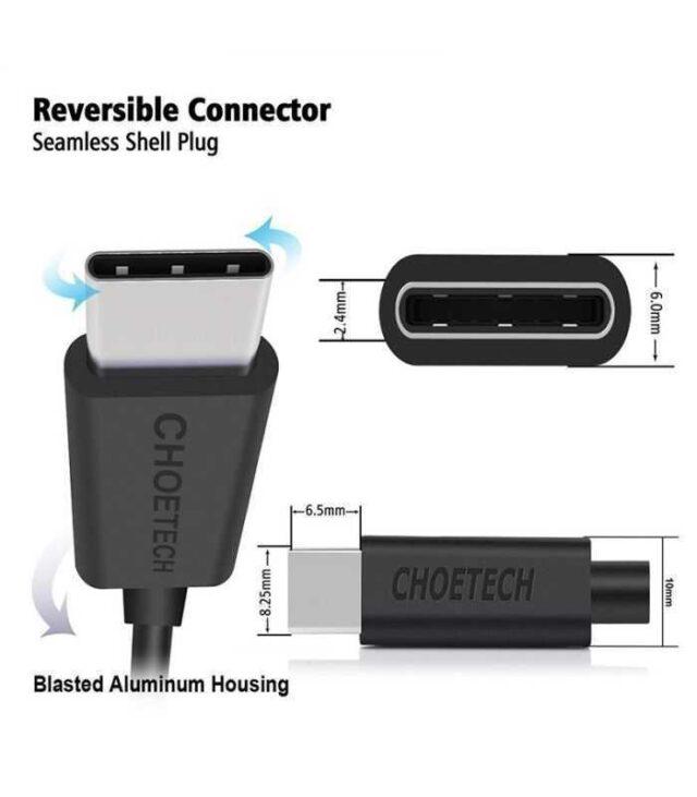 Cablu USB-A - USB TYPE C 3m 2.4A negru Choetech AC0004