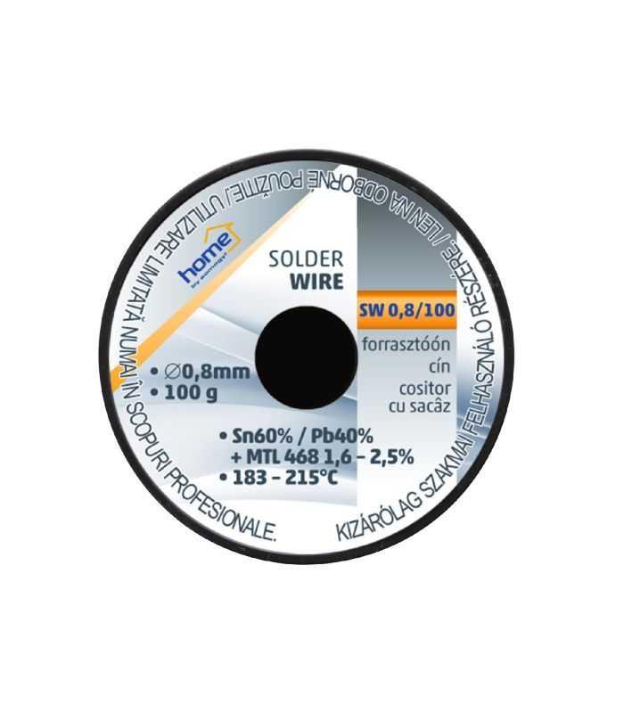 Fludor cositor cu sacaz 0.8mm 100g SN/PB 60/40 2.5flux HOME | HABO.RO