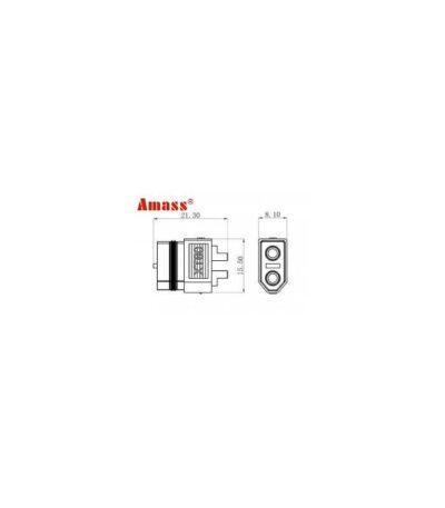 Mufa alimentare DC XT60 mama 2 pini pe cablu cu lipire 40A 500V AMASS ...