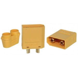Mufa alimentare DC XT90 tata PIN 2 pe cablu lipite 40A 500V AMASS