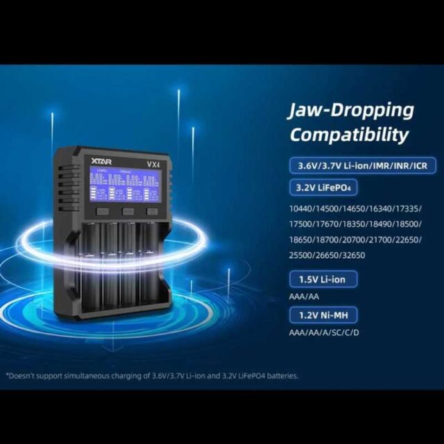 Incarcator Universal Smart XTAR VX4 Visible Mixer 1.2V 1.5V 3.2V 3.6V 3.7V