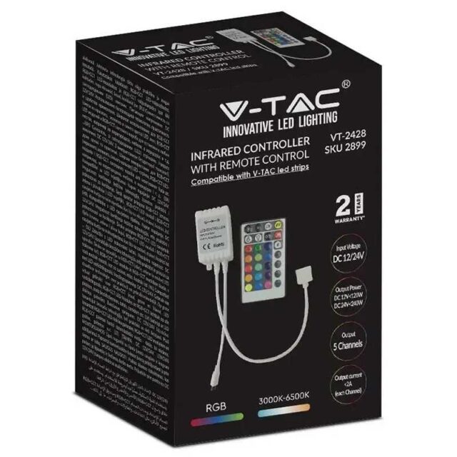 Controller banda LED RGB+W 26 butoane 12/24V 10A V-tac SKU-2899 | HABO.RO